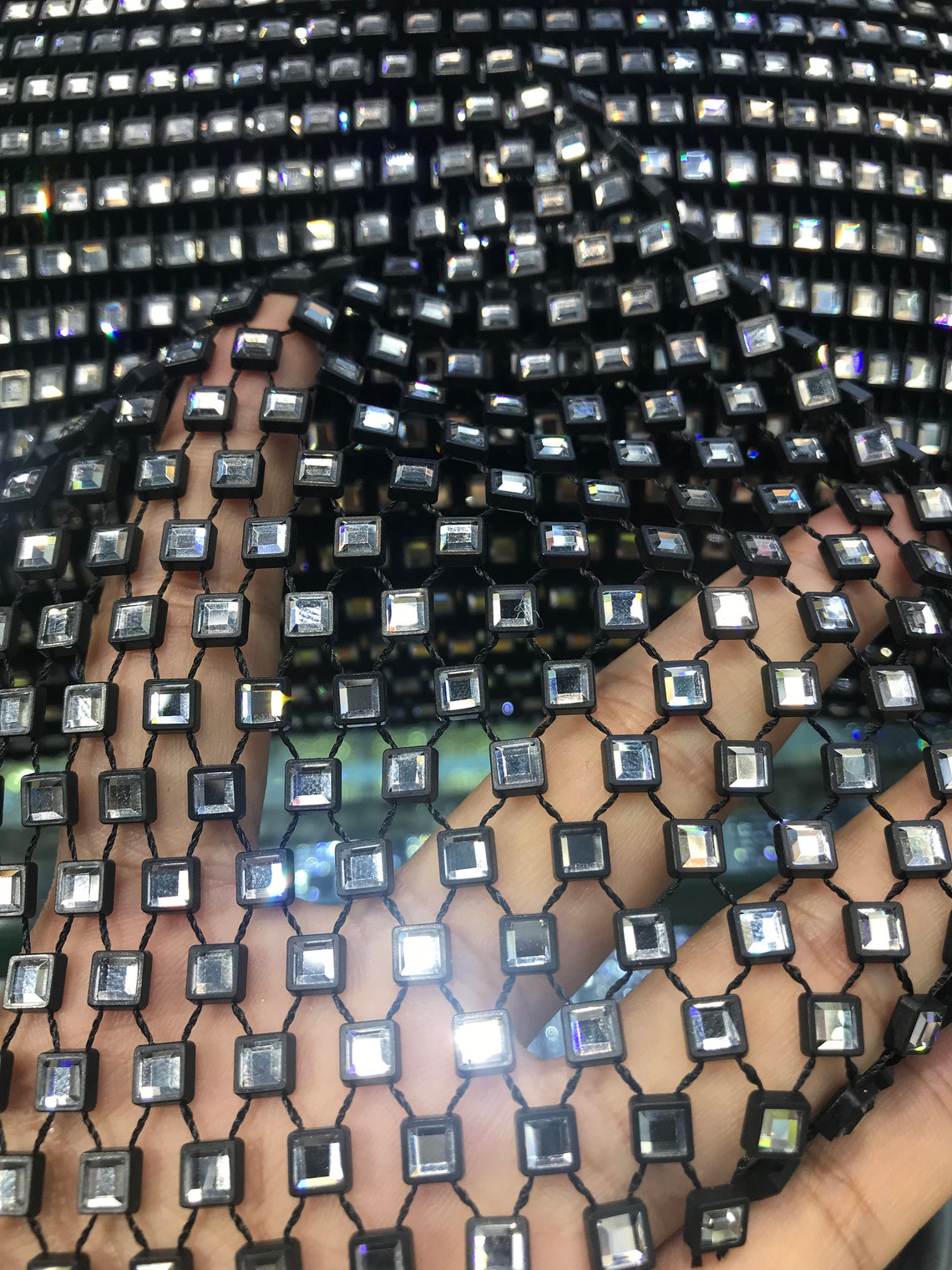 Rhinestone Fishnet/ Rhinestone Fabric/ Rhinestone Mesh - Etsy