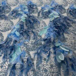 5 Yards One Piece of Fashion Feather Lace Fabric , Shinning Sequins ...
