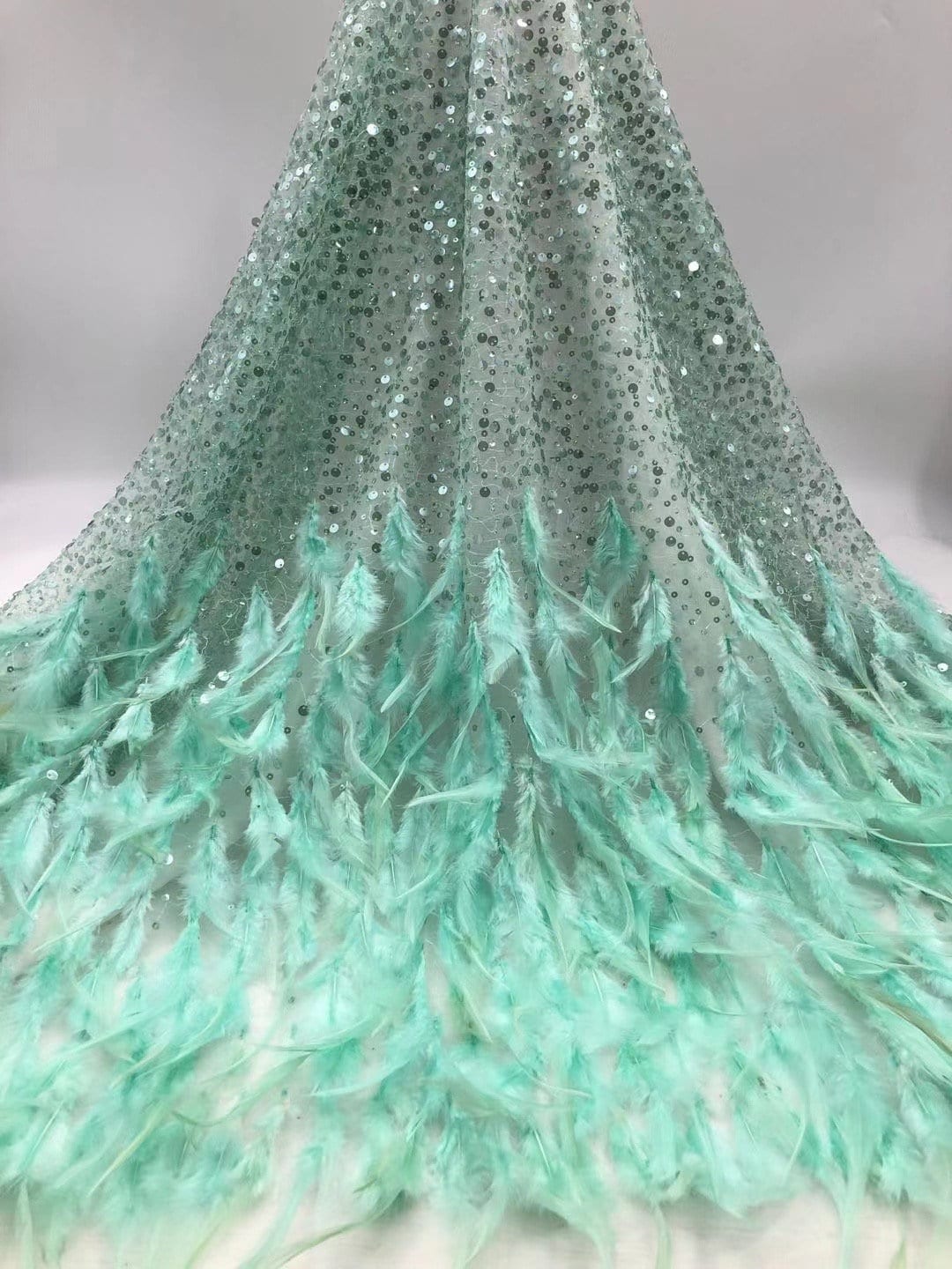 Sequin Feather Lace Fabric, Luxury Wedding Dress Fabric - Etsy