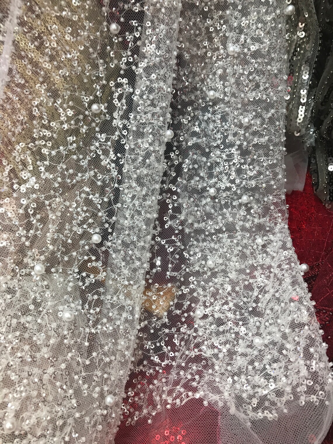 Beaded French Net Lace handwork Lace Fabric embroidery Lace | Etsy