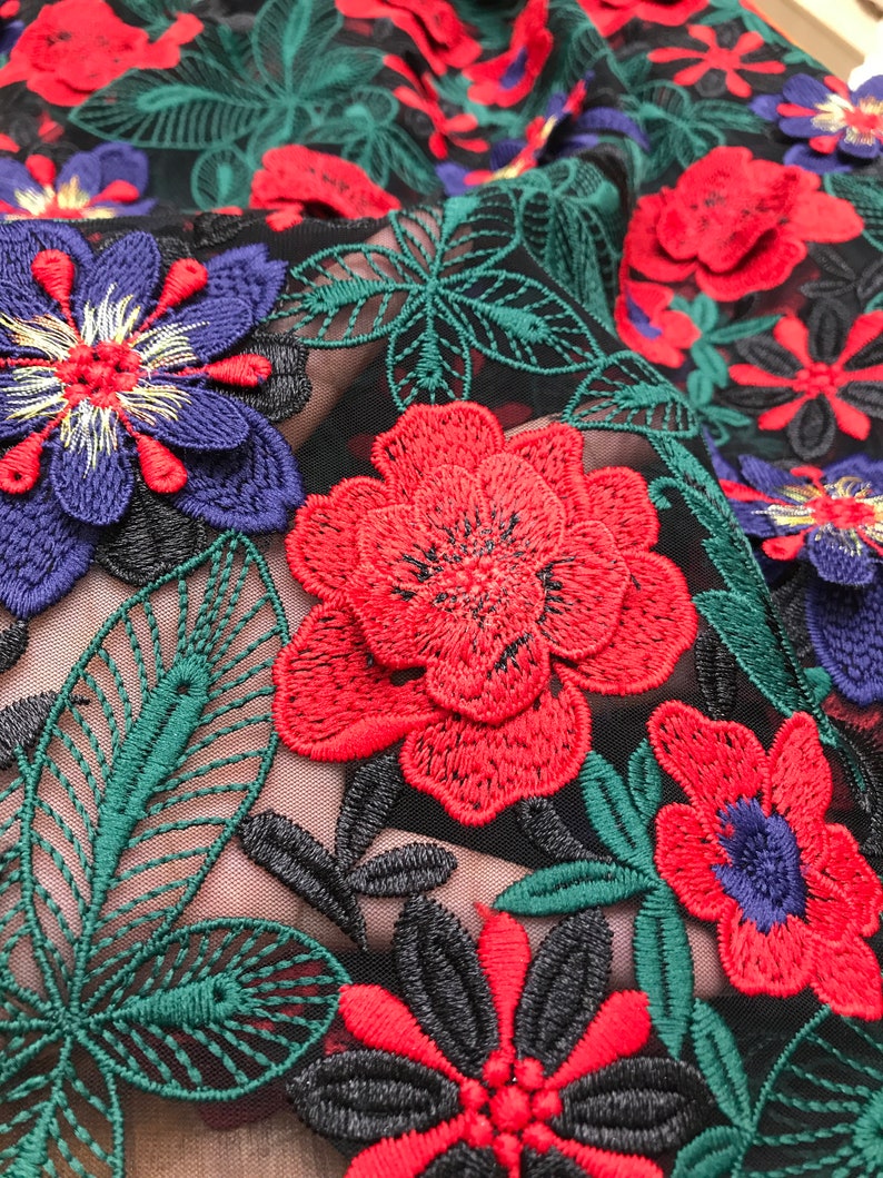 3D lace fabric Embroidery lace fabric flower lace fabric | Etsy