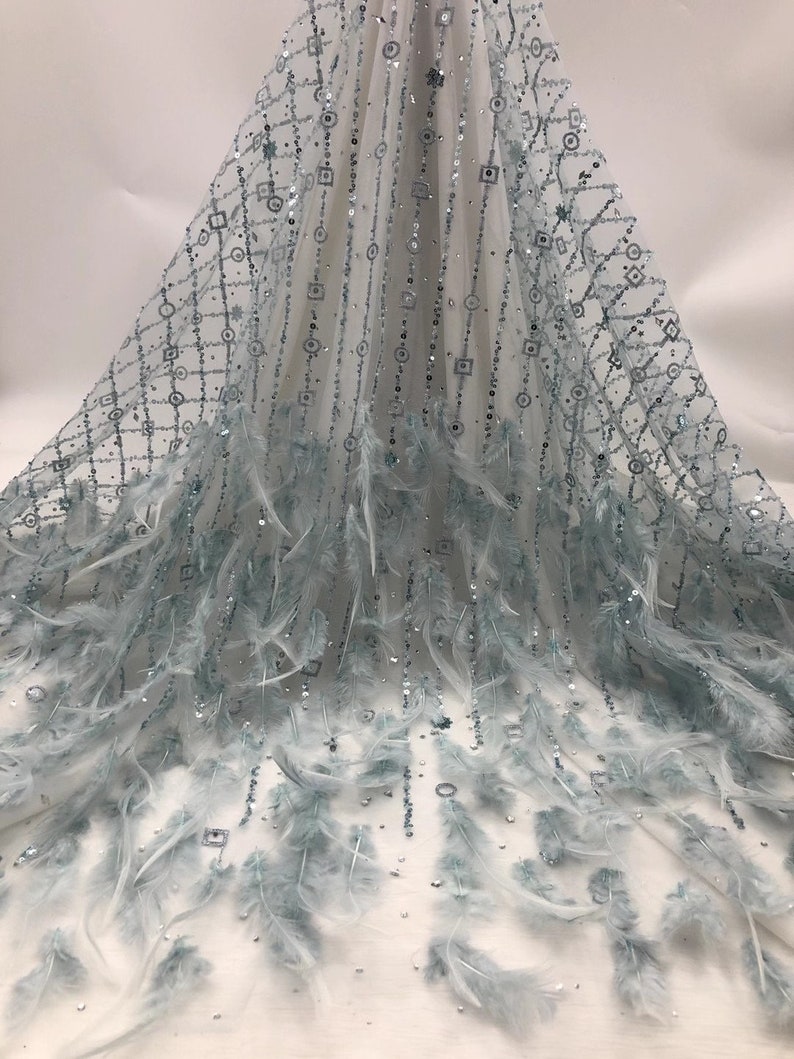 5 yards New fashion feathers lace fabric 9 colors unique | Etsy