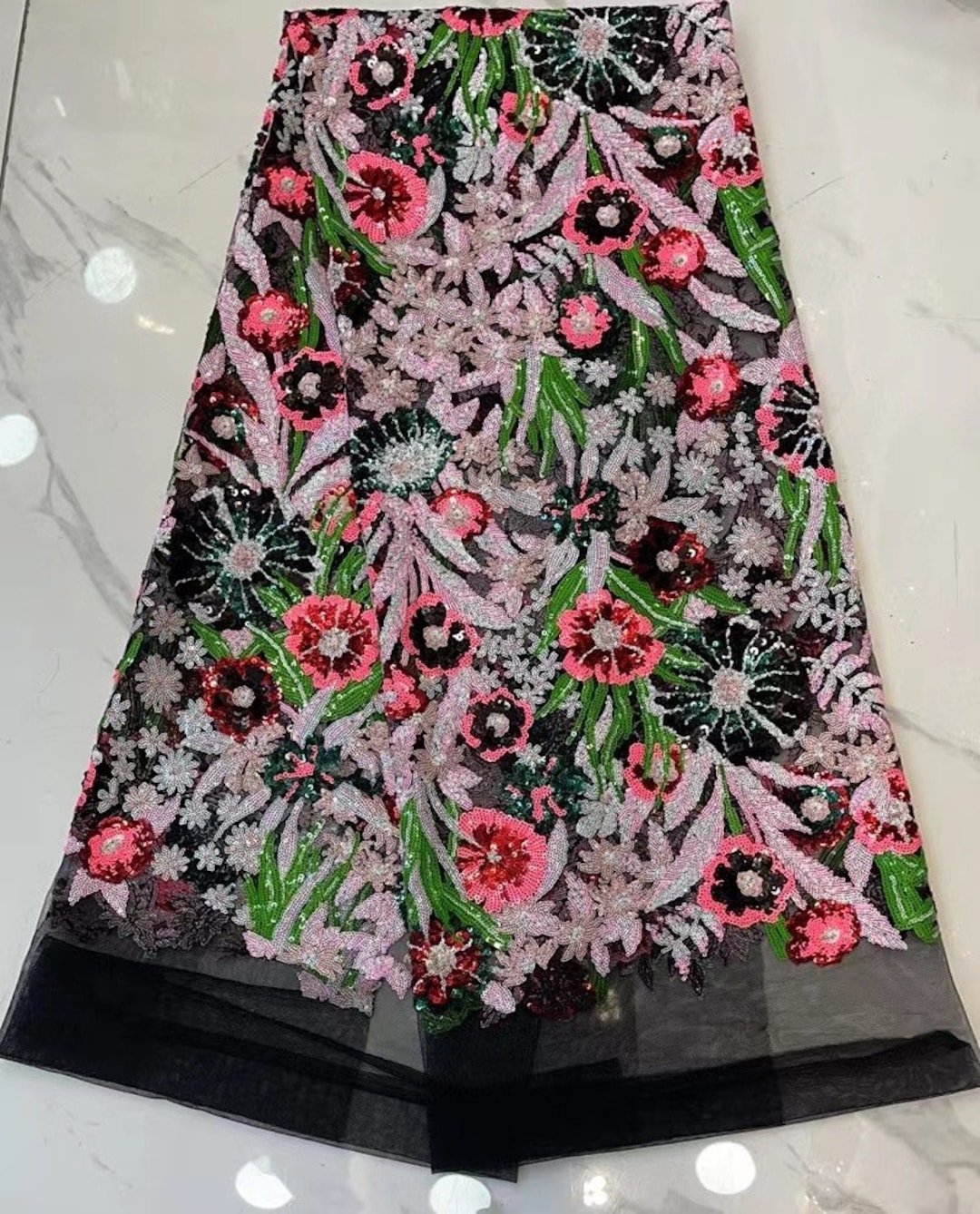 Unique Lace Fabric ,sequins Lace Fabric , Multicolor Flower 3D Wedding ...