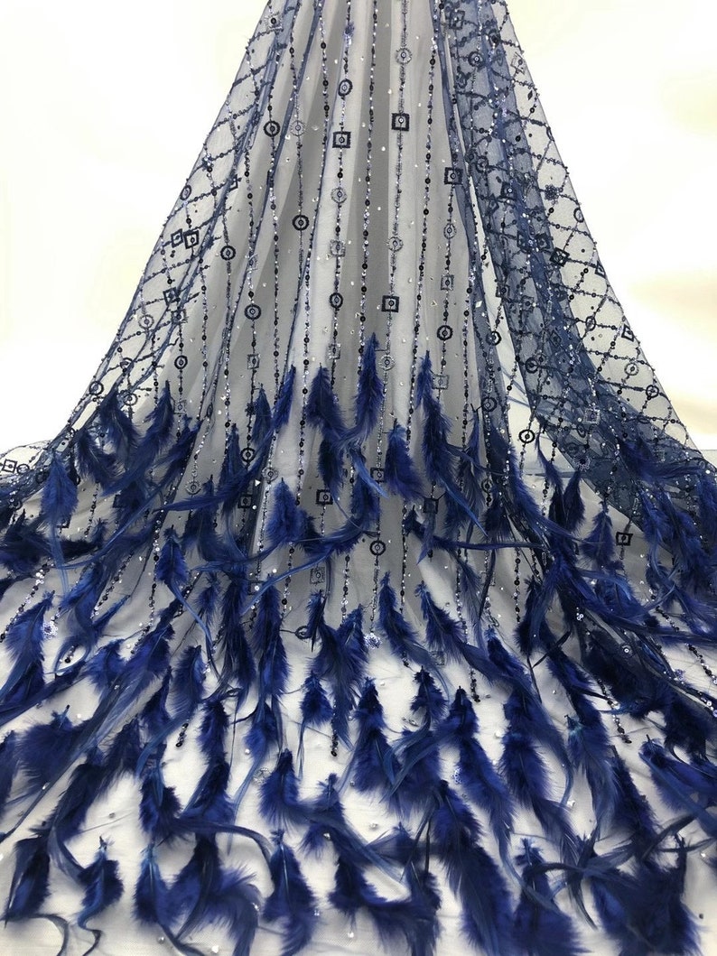 Feather Lace Fabric With Sequins and Rhinestones, 5 Yards - Etsy