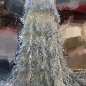 New Fashion Feather Lace Fabric , Embroidery Lace Fabric With Beads and ...