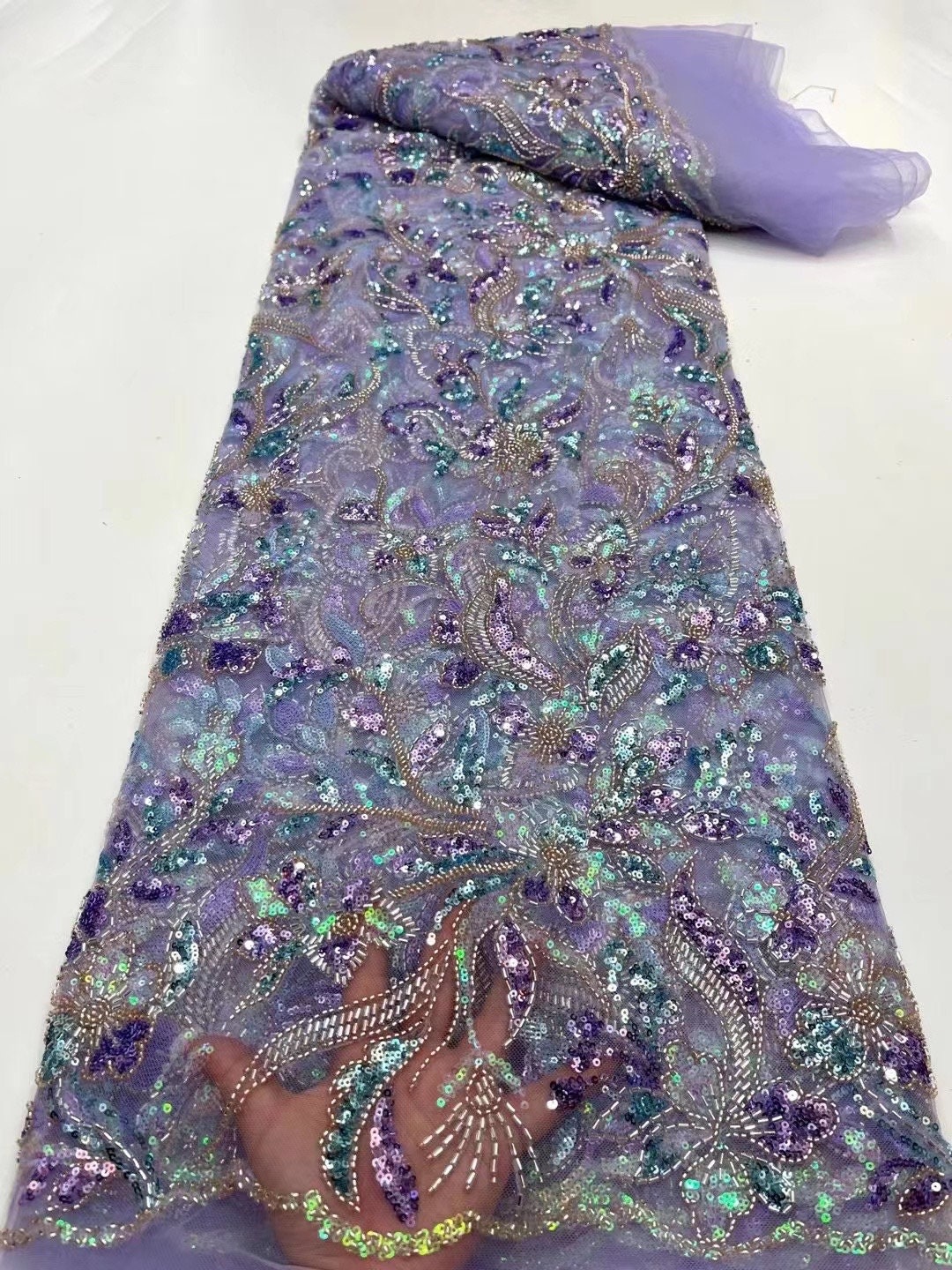 Beaded Sequin Lace Fabric, Floral Embroidery, Wedding Dress Lace - Etsy