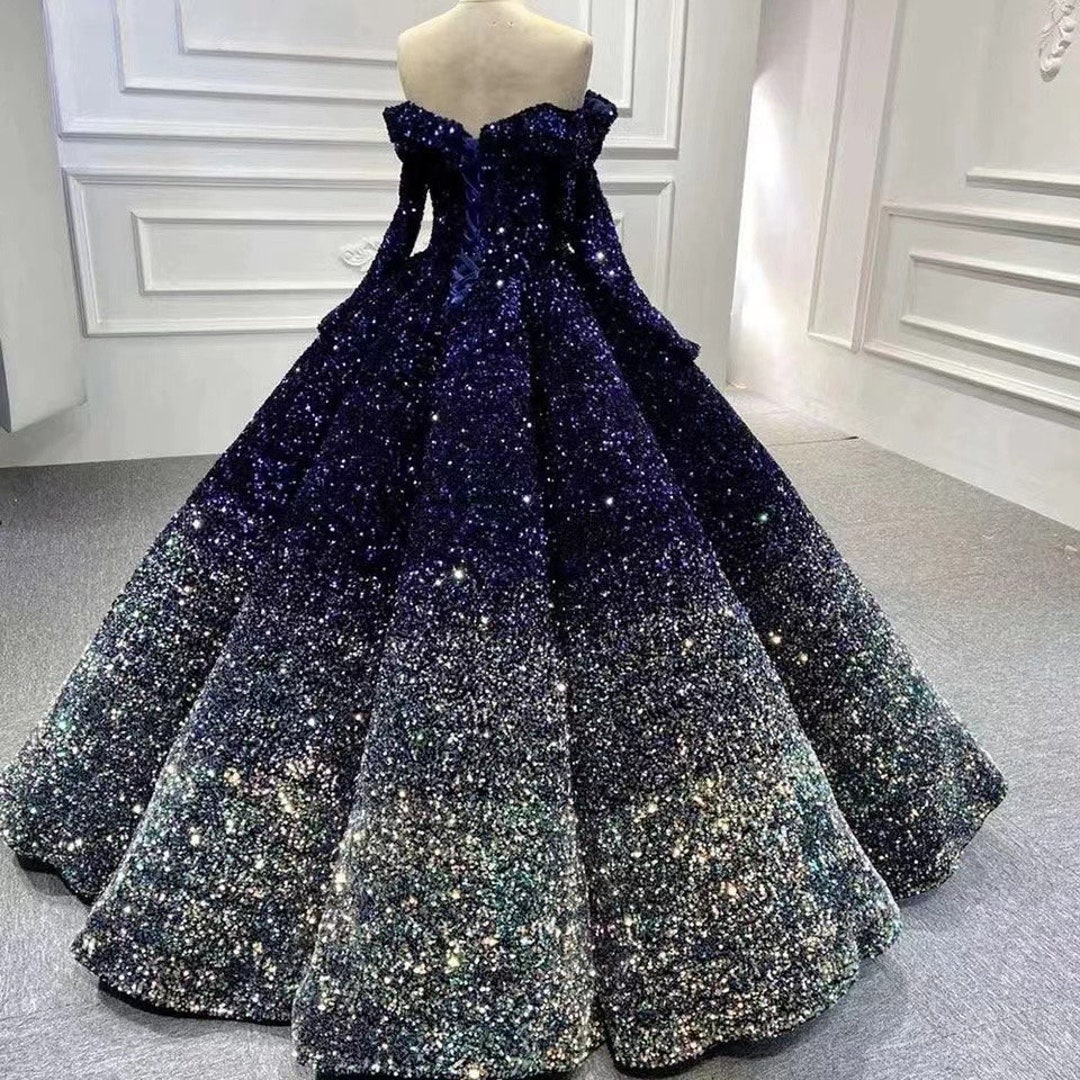 Fashion Multicolor Velvet Lace Fabric , Navy Blue Silver Bling Bling ...