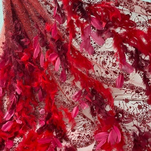 5 Yards One Piece of Fashion Feather Lace Fabric , Shinning Sequins ...