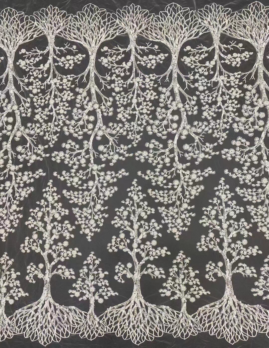 3D Fashion Lace Fabric ,beads and Sequins Fabric for Dress , Tree Shape ...