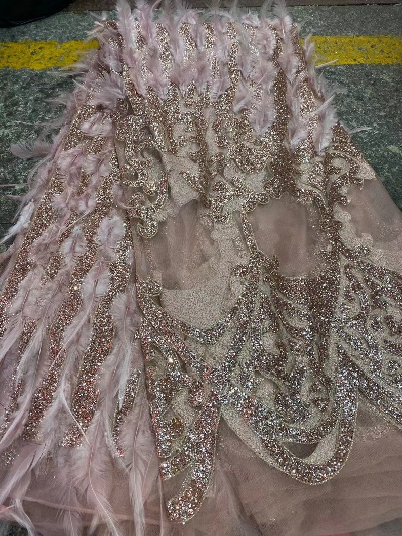 5 Yards New Fashion Feathers Lace Fabric 6 Color Shinning | Etsy