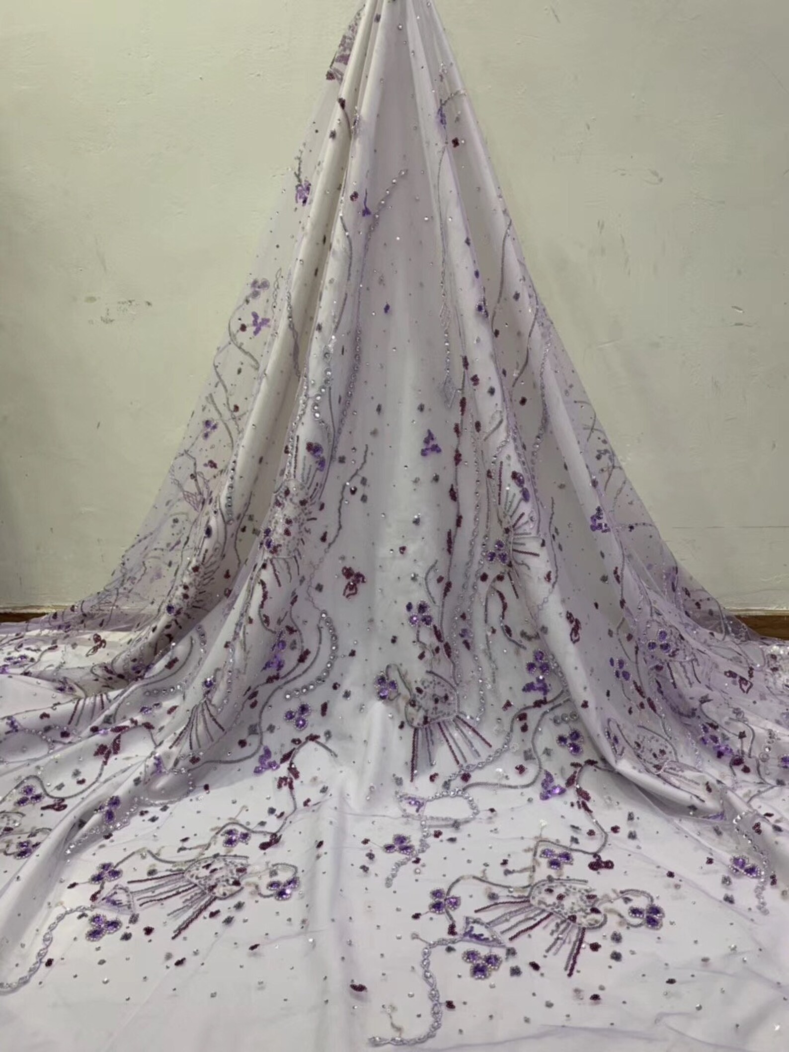 Luxury fashion show lace fabric Shinning sequins lace fabric | Etsy