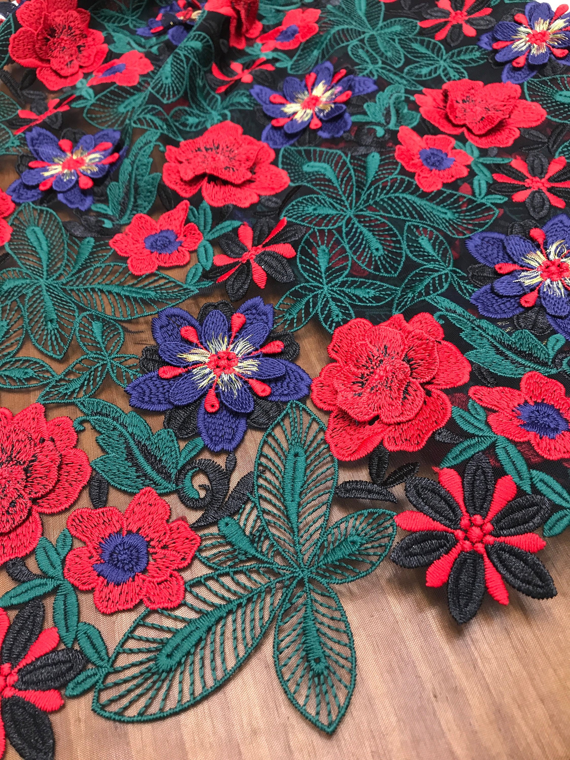 3D lace fabric Embroidery lace fabric flower lace fabric | Etsy