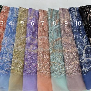 Unique Shinning Beads Lace Fabric , Sequins Lace Fabric , Multicolor ...