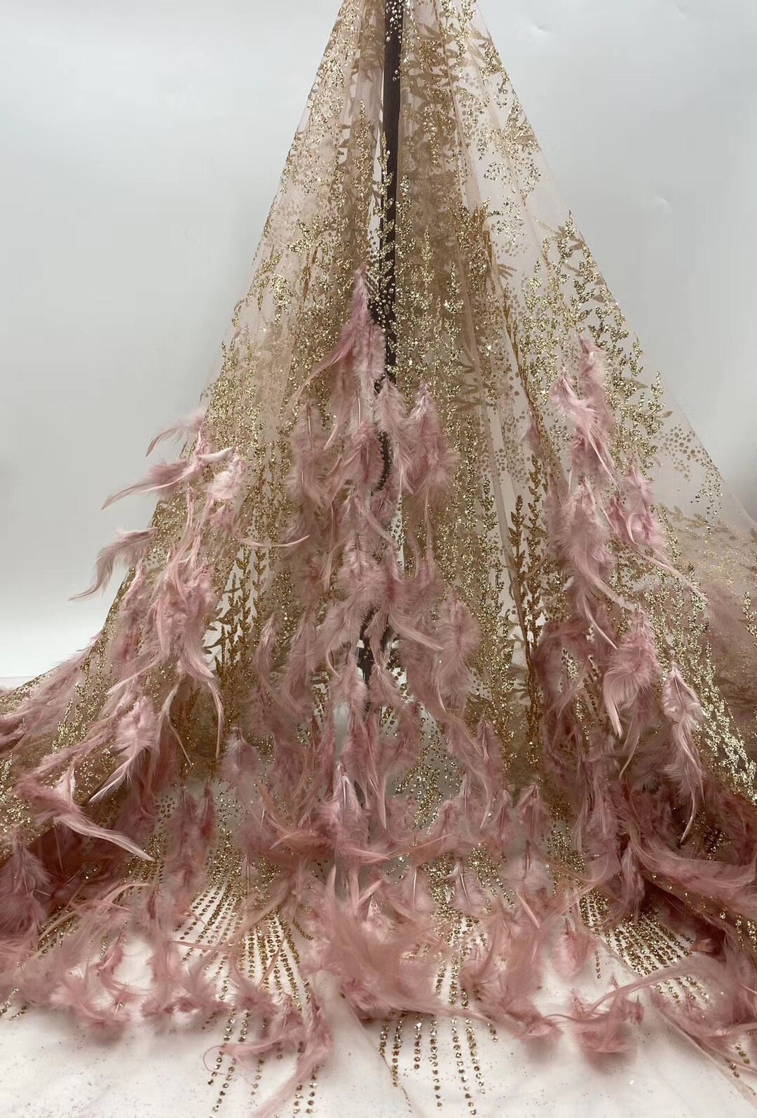 New Fashion Feather Lace Fabric 6 Color Handmade Feather | Etsy