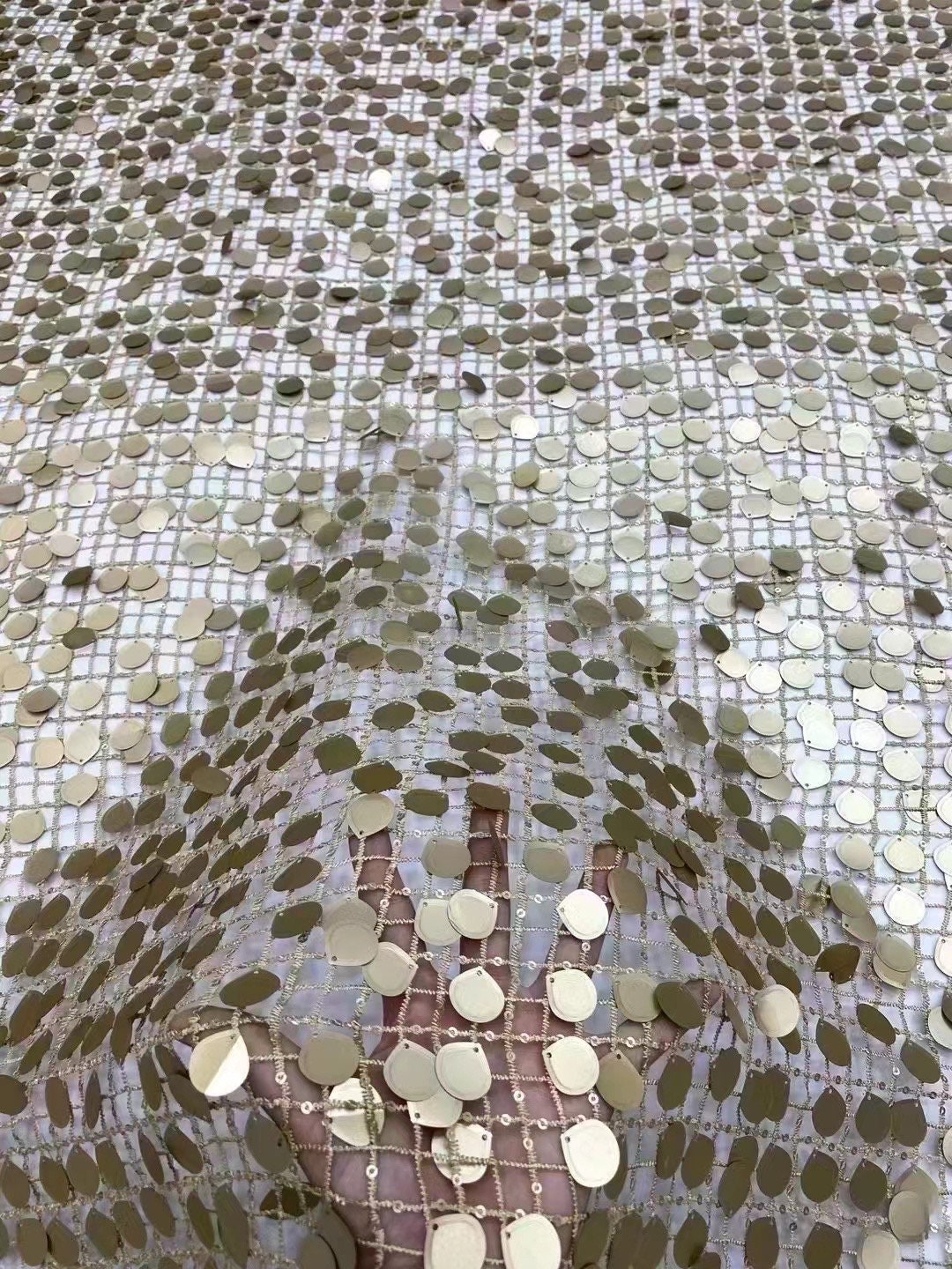 Sequin Mesh Lace Fabric, Beaded Haute Couture, Wedding Dress Material ...