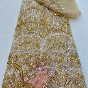 Unique Shinning Beads Lace Fabric , Sequins Lace Fabric , Multicolor ...