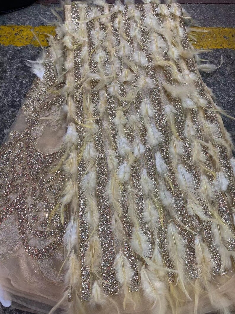 5 Yards New Fashion Feathers Lace Fabric 6 Color Shinning - Etsy