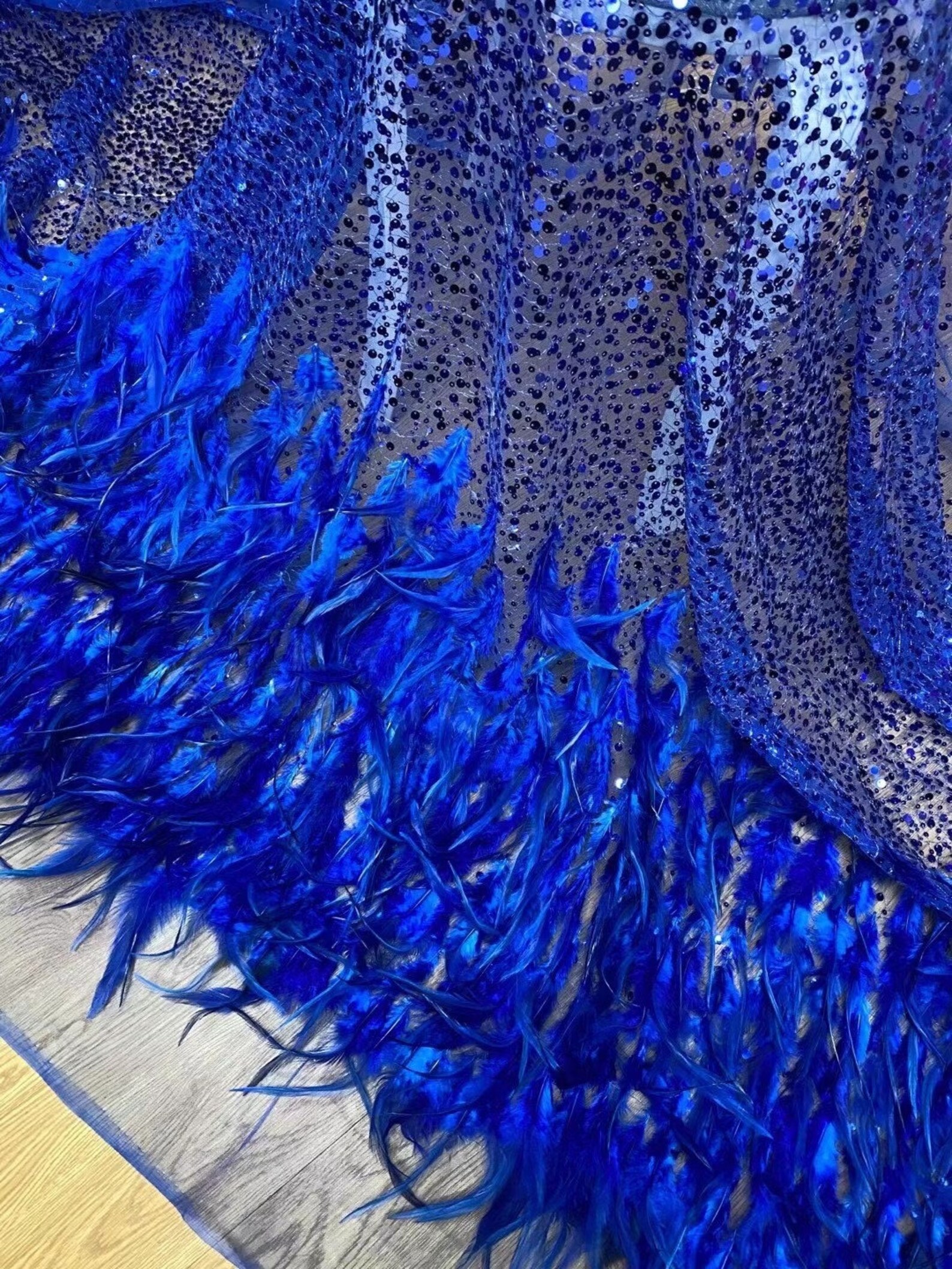 Sequin Feather Lace Fabric, Luxury Wedding Dress Fabric - Etsy