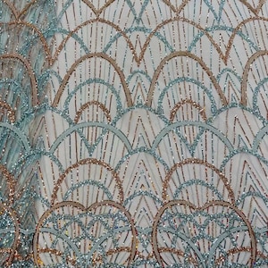 Unique Shinning Beads Lace Fabric , Sequins Lace Fabric , Multicolor ...