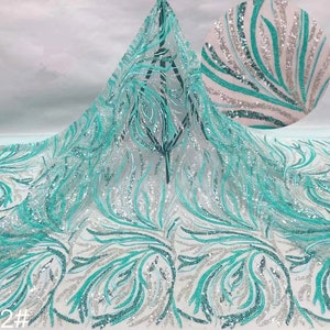 Fashion Shinning Sequins Lace Fabric , Multicolor Sequins Lace Fabric ...