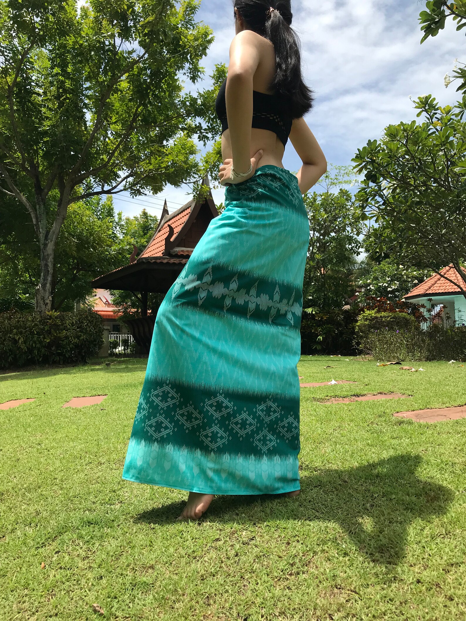 Long Wrap Skirt, Skirt Thai Batik Sarong, Long Comfortable Wear Skirt ...