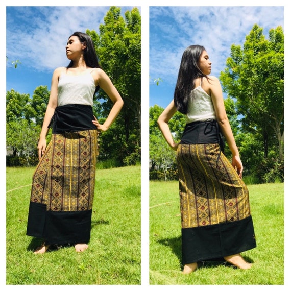 Long Wrap Skirt Skirt Thai Batik Sarong Long Comfortable | Etsy