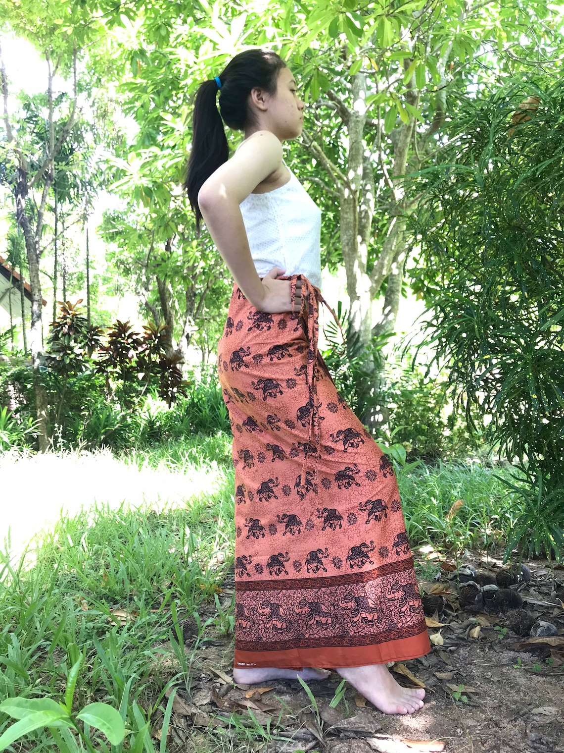 Long Wrap Skirt, Skirt Thai Batik Sarong, Long Comfortable Wear Skirt ...