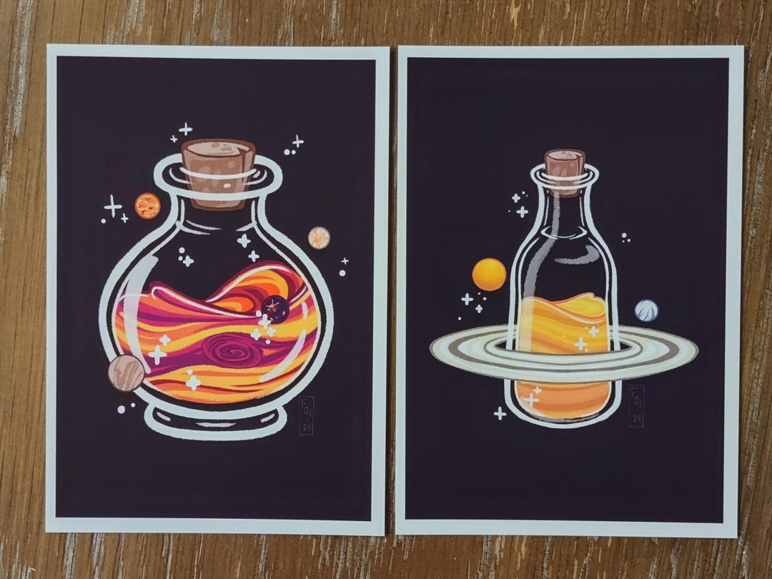 Space in a Jar Prints Planetary Jars Jupiter, Europa Saturn, Titan - Etsy