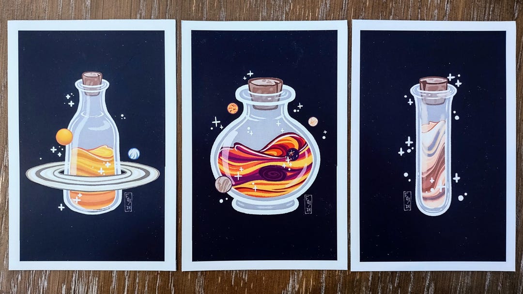 Space in a Jar || Prints || Jupiter, Europa || Saturn, Titan || 3.5x5.5 || 4x6 || 5x7 - Etsy