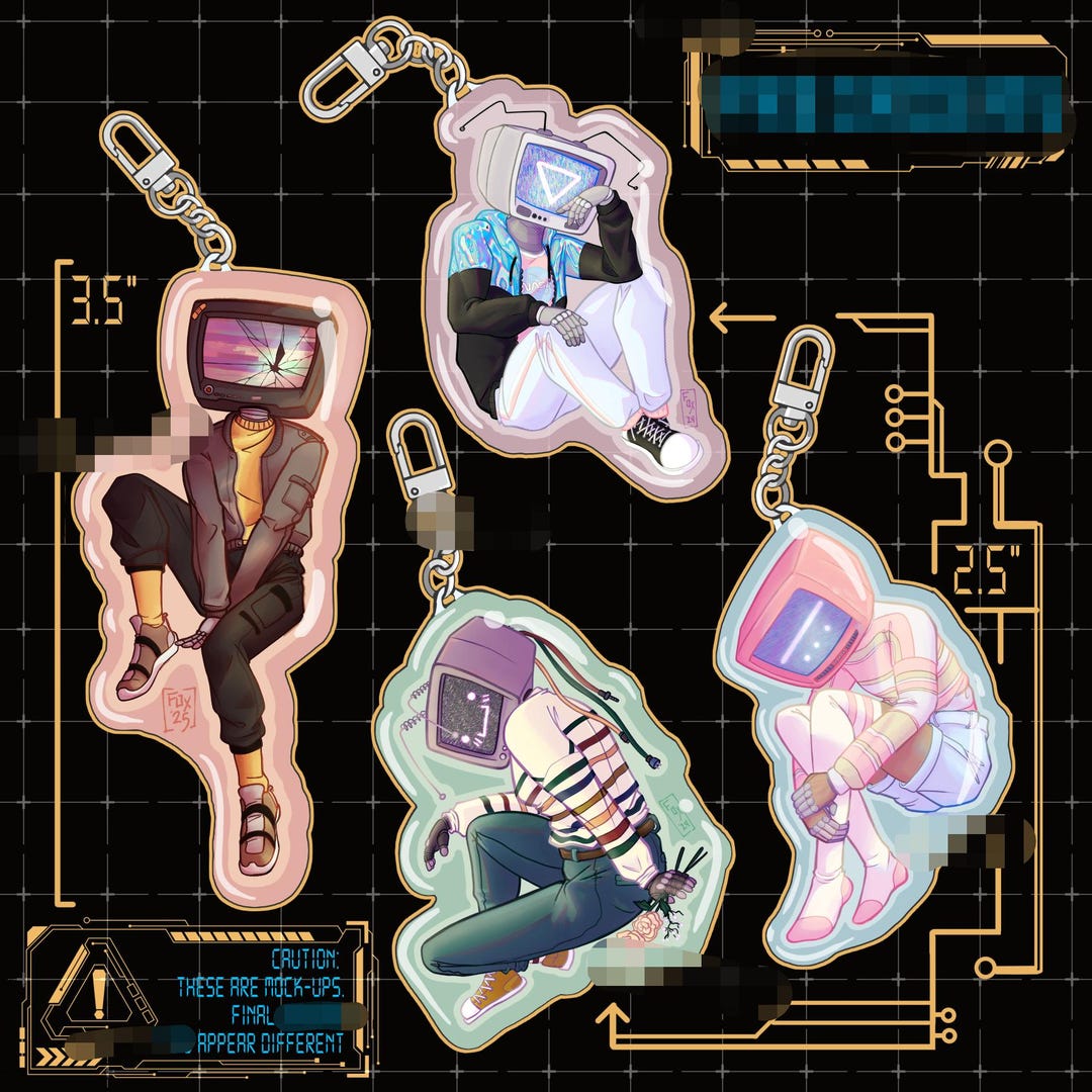 Robots and Tech* || Acrylic Keychains || Tv Head Robots - Etsy