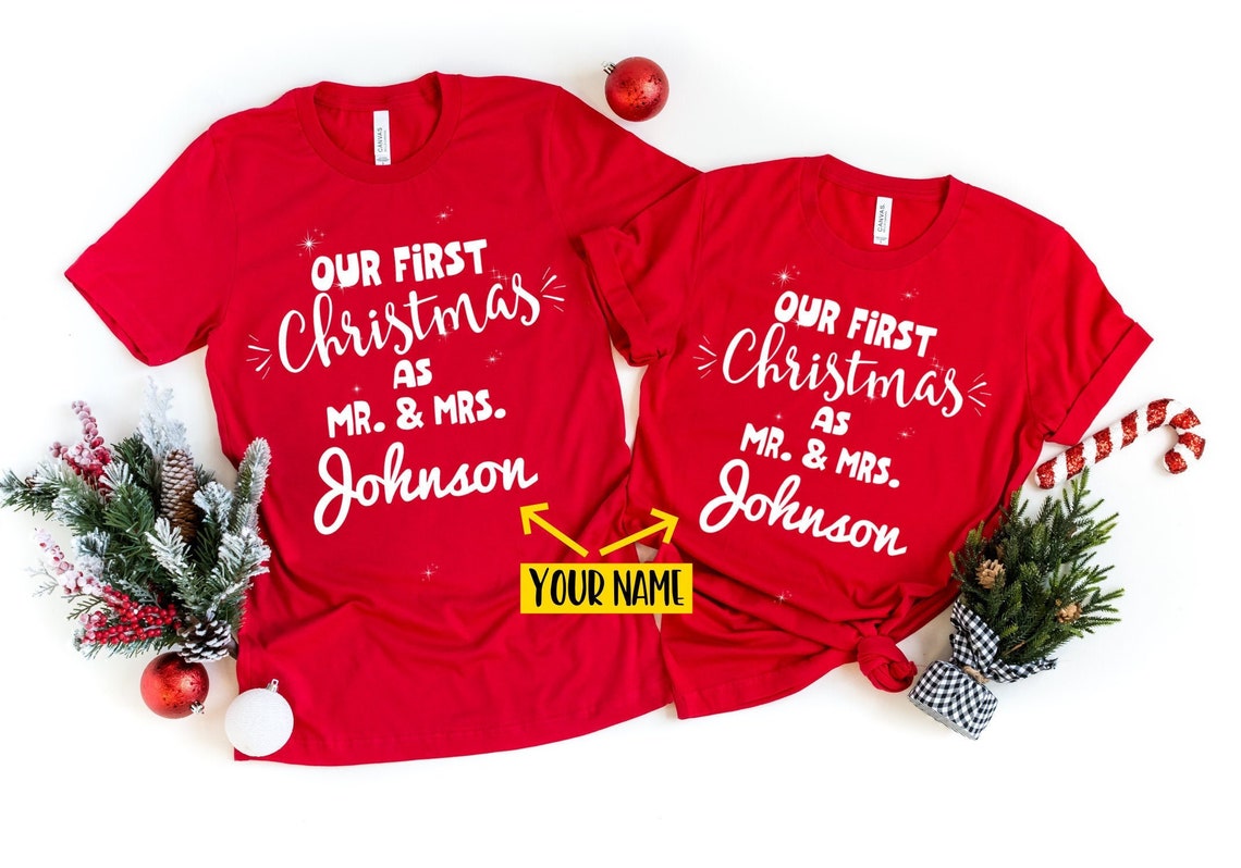 first-christmas-married-shirt-personalized-newlywed-gift-etsy