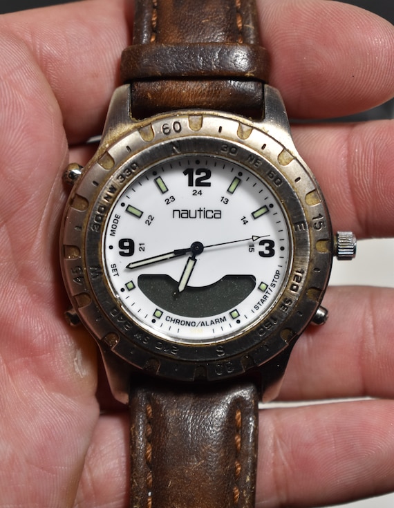Vintage Nautica Watch Chrono/Alarm Movement Japan-Men… - Gem