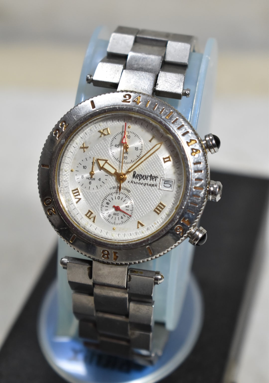 Vintage Collectible Reporter Chronograph Watch-stainless Steel ...