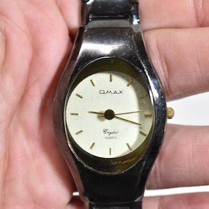 Vintage Omax Crystal Quartz Watch-stainless Steel Wristwatch Swiss Movt ...