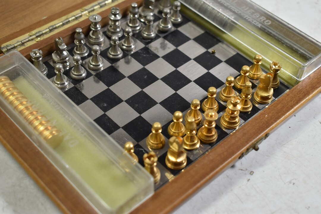 Vintage Italian Magnetic Travel Chess Set 80s.chess Pieces From Metal ...