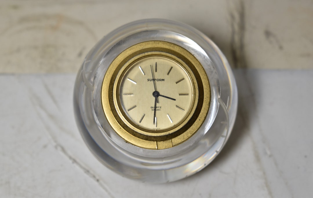 Vintage Sunform Table Desk Clock Quartz Sasaki Japan-sasaki Crystal ...