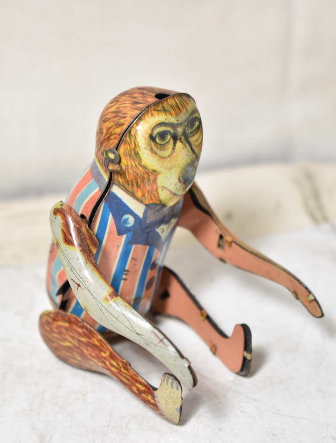 1960s Vintage Tin Toy Somersaulting Wind up Monkey-vintage Monkey Tin ...