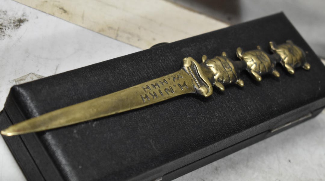 Vintage Bronze Paper Cutter-bronze Turtle Design on Handle Paper Cutter ...