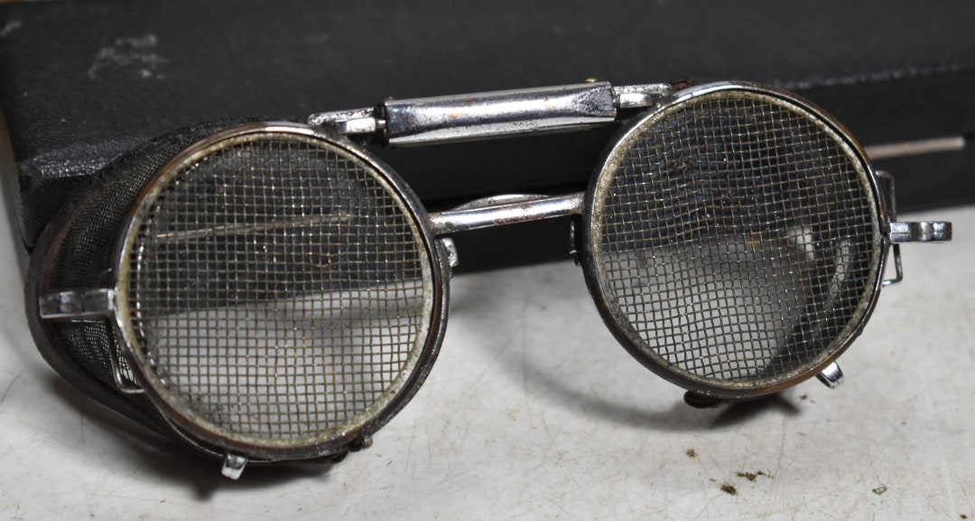 Vintage Collectible Glasses Safety Goggles Glasses. Metal Mesh Sides ...