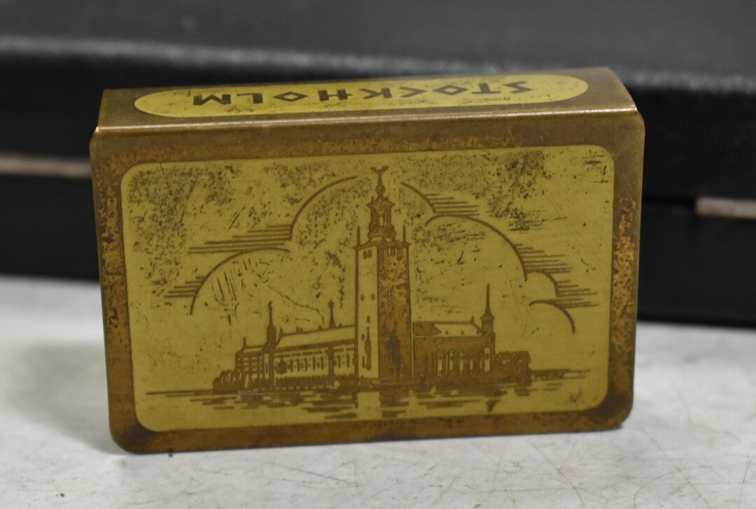 Vintage Collectible Bronze Tobacco Tobacciana Cigarette Match Box Case ...