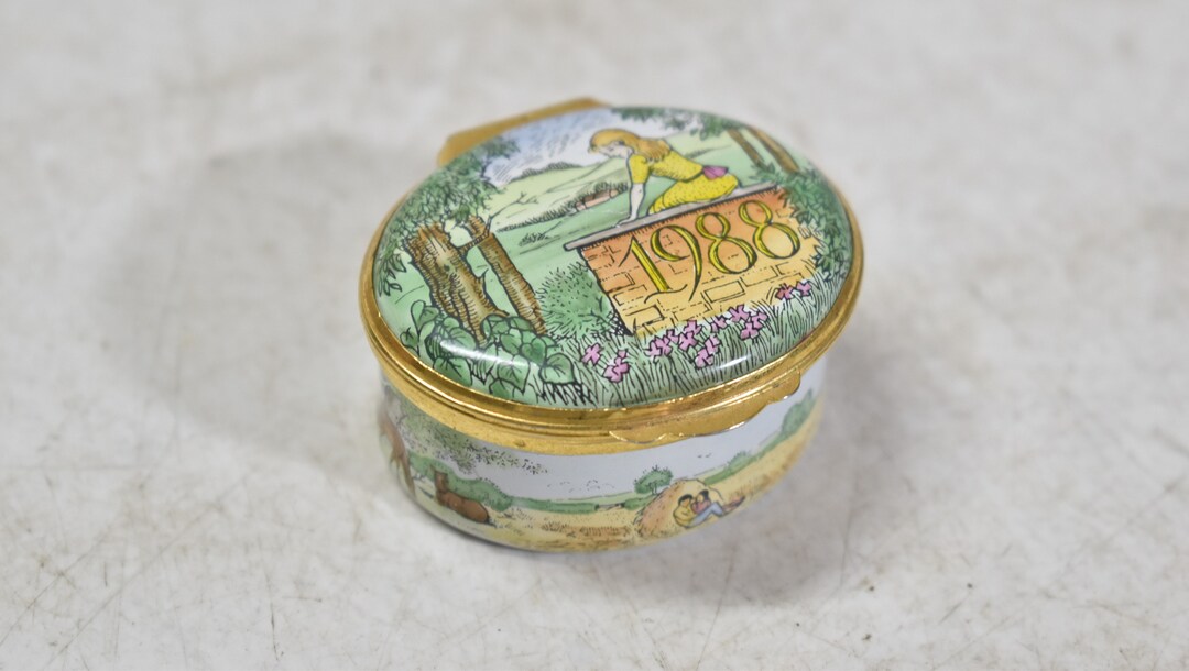 Vintage Collectible Pill Box/medicine Box Case-1988 Porcelain Case W ...