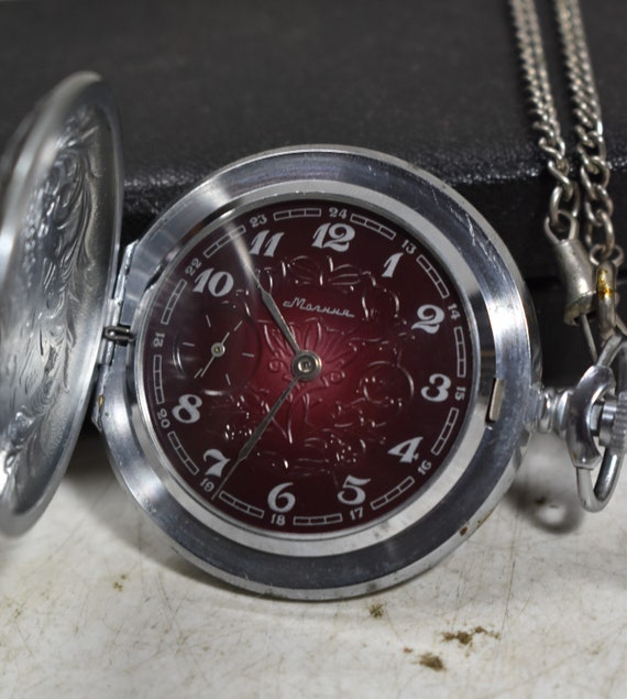 Soviet pocket watch, Red dial, Vintage mechanical poc… - Gem