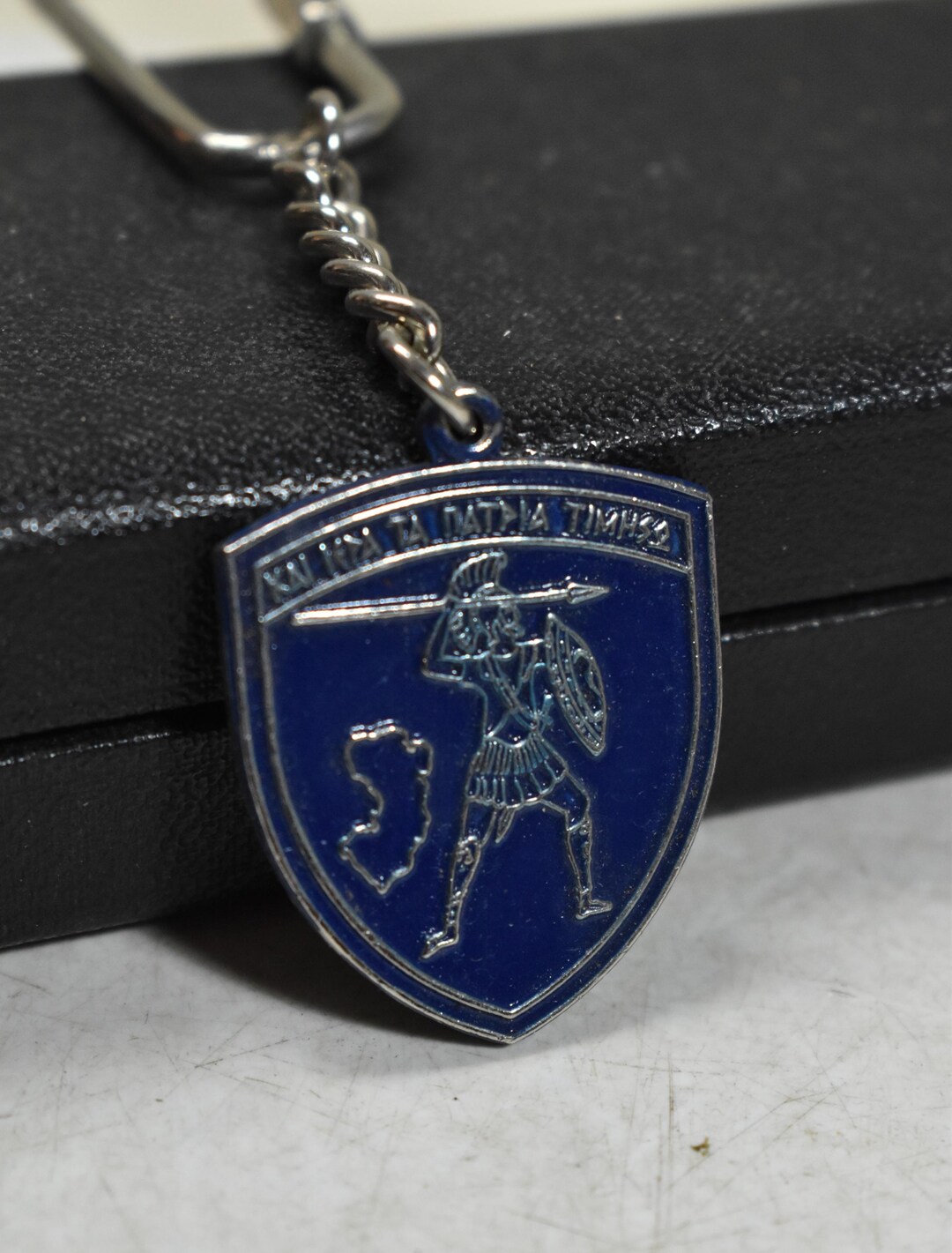 Vintage Greek Military Keychain,spartan Warrior Emblem With Island ...