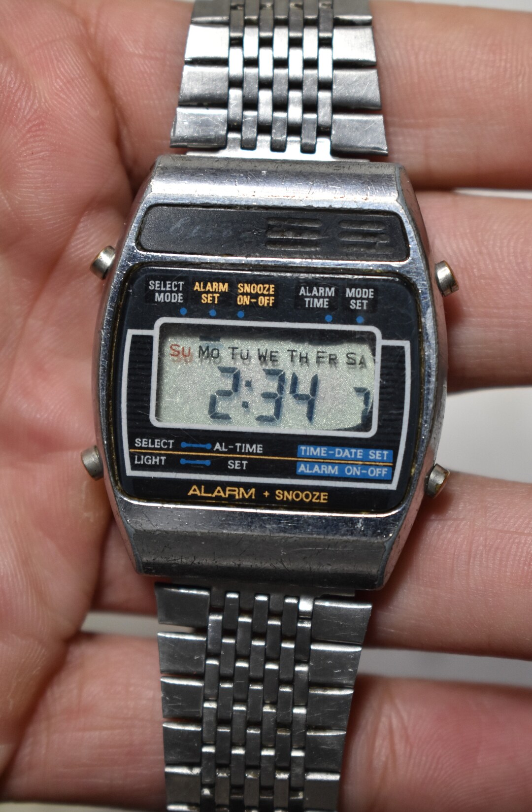 Vintage Eltron Alarm Snooze Watch Stainless Steel Quartz working - Etsy