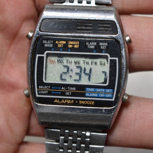 Vintage Eltron Alarm Snooze Watch Stainless Steel Quartz working - Etsy