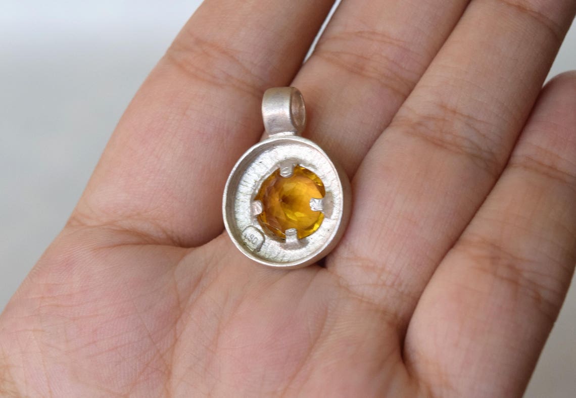 Sterling Silver Yellow Birthstone Silver Pendant Yellow | Etsy