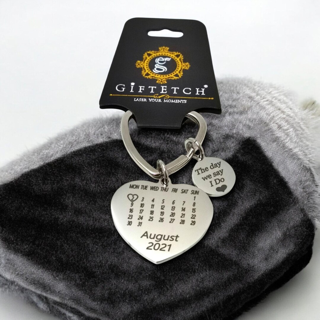 Personalized Heart Keyring – Custom Date Engraved Stainless Steel ...