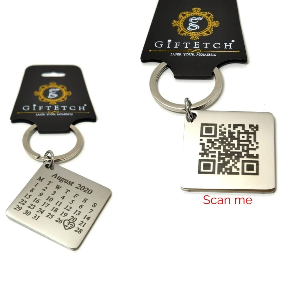 Personalised QR Code and Special Date Calendar Keyring for - Etsy