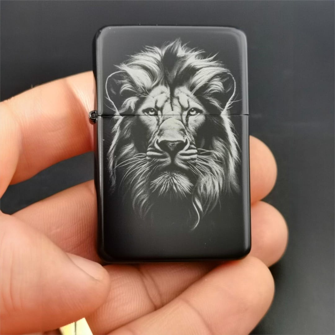 Personalised Laser Engraved Lion Designs Windproof Oil Lighter - Etsy