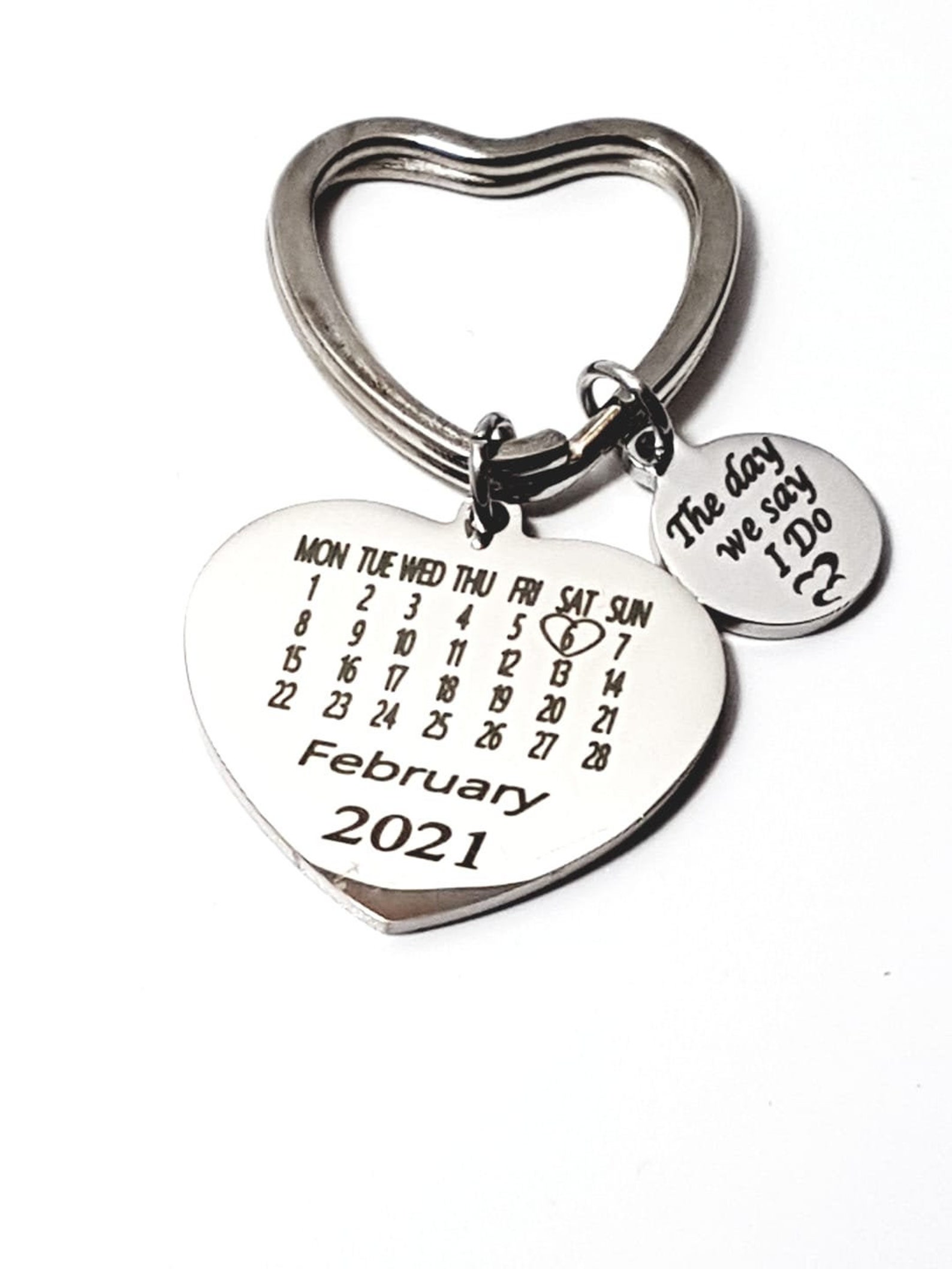 Personalised Heart Shaped Calendar Keyring Valentines - Etsy UK
